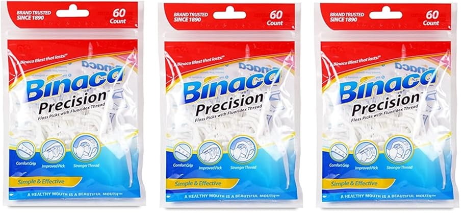 Binaca Precision Floss Picks with Fluoride Thread 60 ct (3x) - Walmart.com