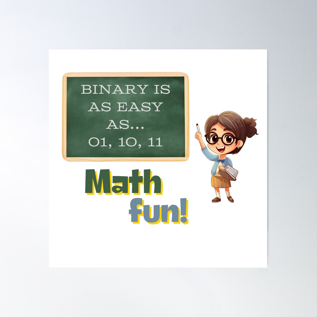 Binary 101: Learning With A Smile Poster Wall Art, Modern Wall Decor ...