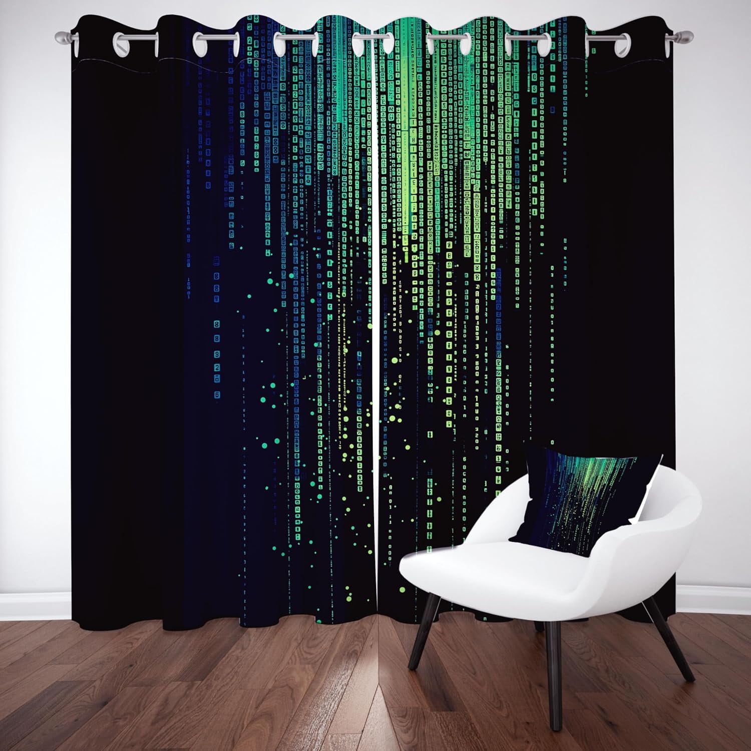 Binary Code Digital Curtains,Science Fiction Curtain Thermal Insulated ...