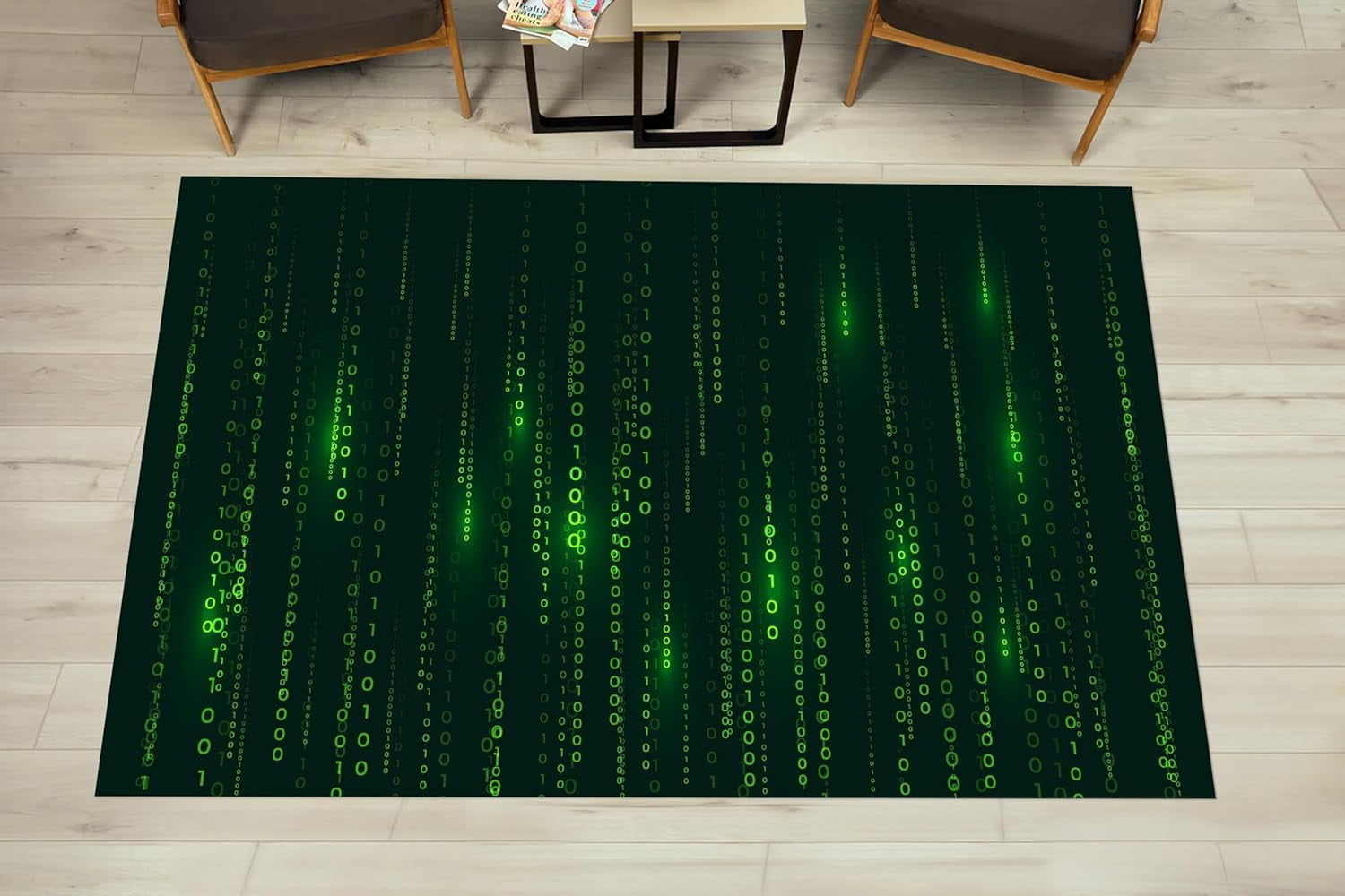 Binary Code Green Rugs for Bedroom,Modern Software Non-Slip Bedroom Mat ...