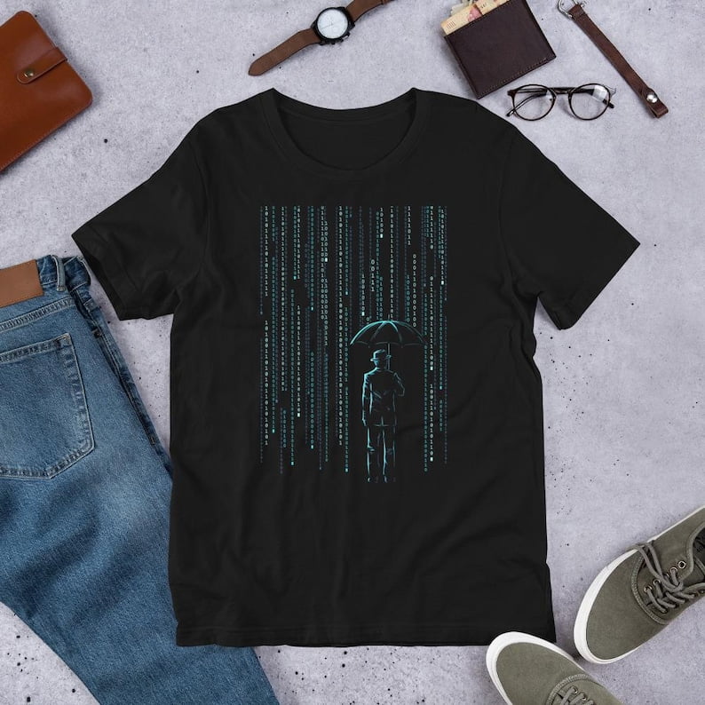 Binary Code Matrix Simulation Programming Coding Art Graphic Tee Shirt ...