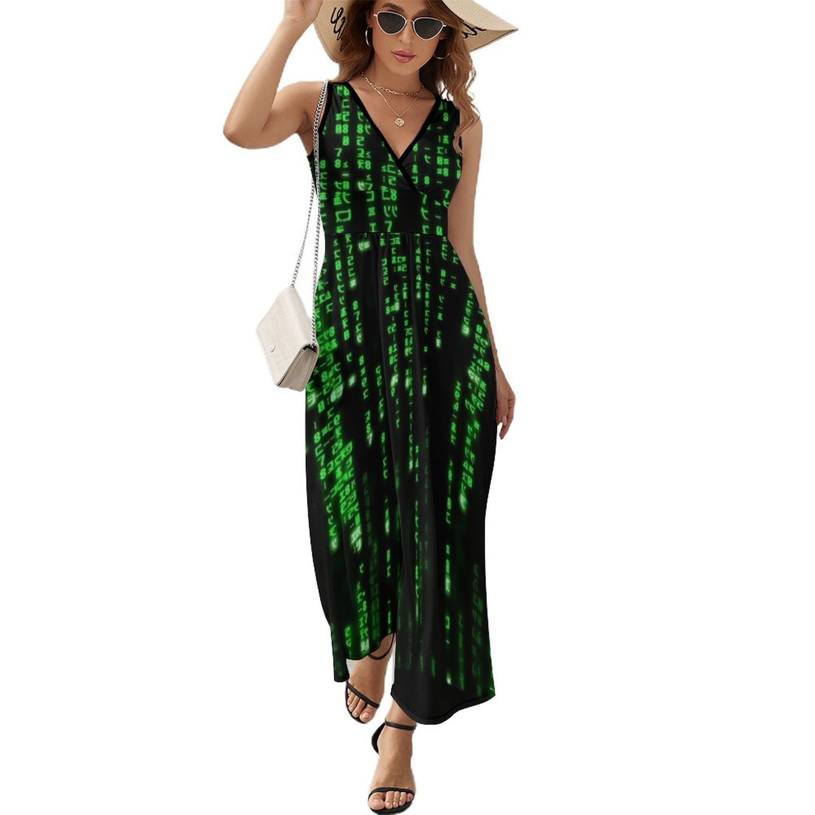 Binary Code - The Matrix Program Sleeveless Dress Beachwear Aesthetic ...