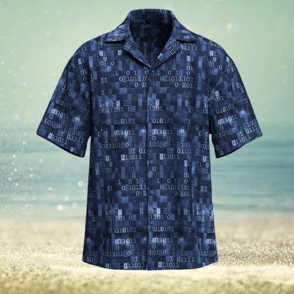 Binary Computer 1s And 0s Blue Hawaiian Shirt - Walmart.com