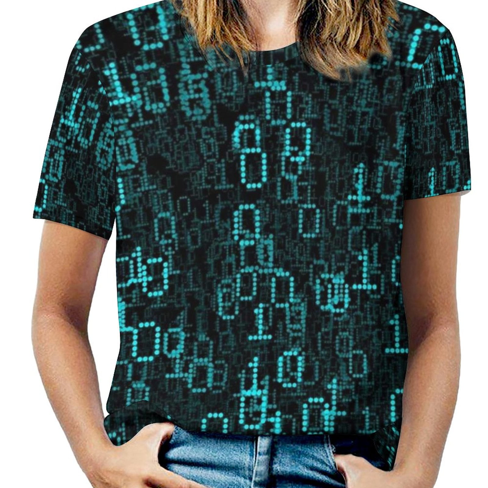 Binary Data Cloud New Fashion Zip Off Shoulder Top Short-Sleeve Women ...