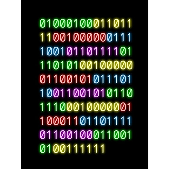 Binary Do You Even Code Neon Geek Nerd Humour Quote Extra Large XL Wall ...
