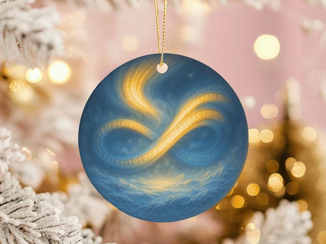 Binary Infinity Ornament | Futuristic AI Cosmic Eternal Loop Decor 1PC ...