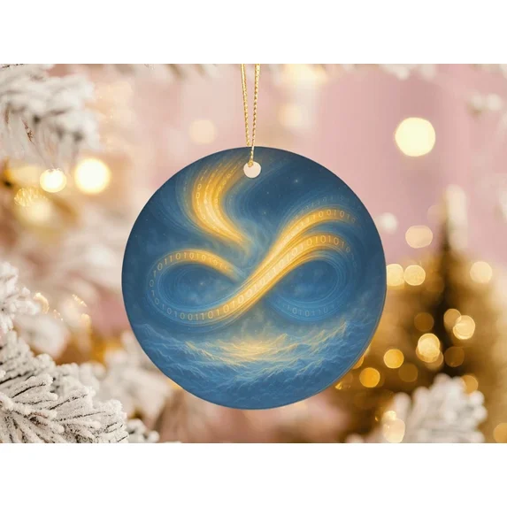 Binary Infinity Ornament | Futuristic AI Cosmic Eternal Loop Decor 1PC ...
