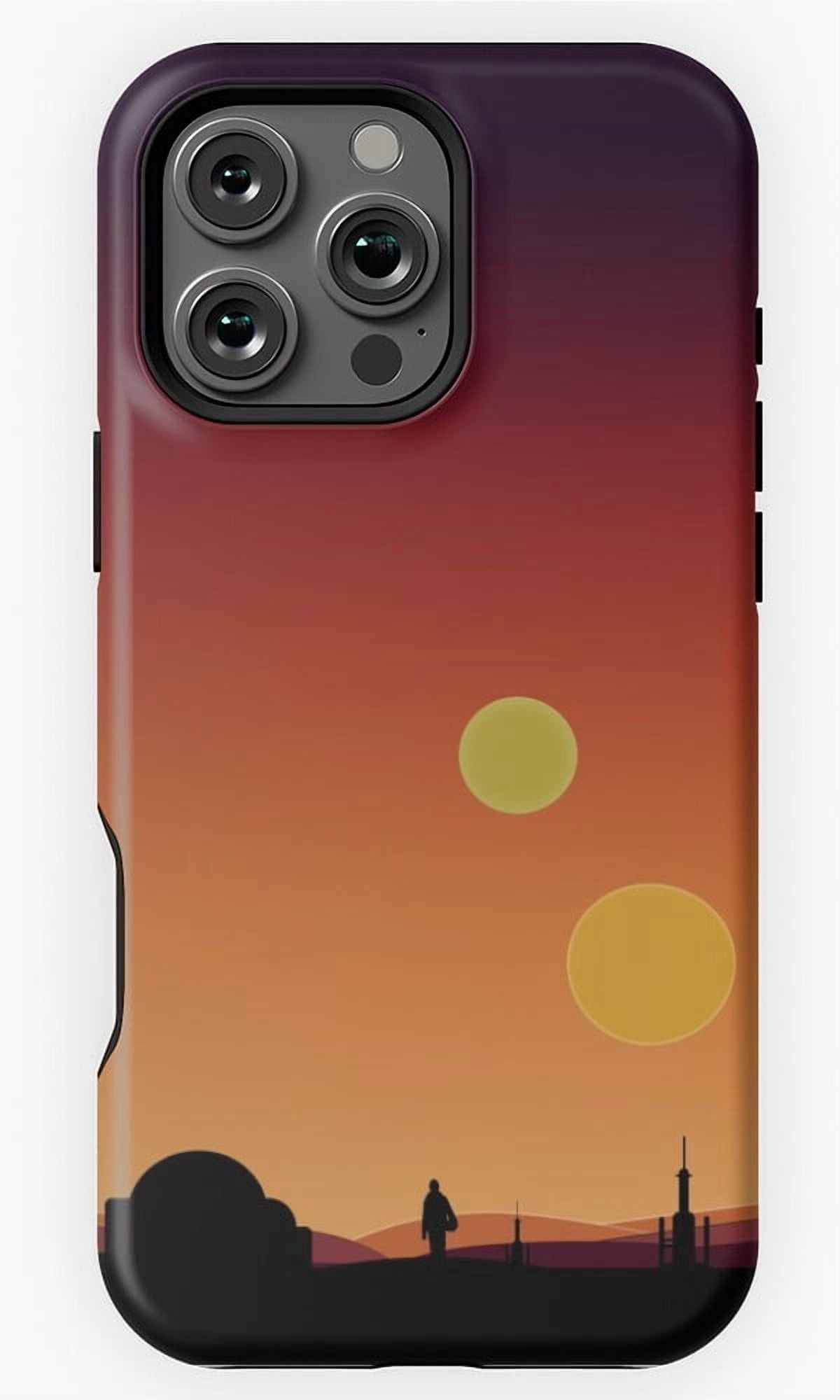 Binary Sunset Cosmic Sky Fantasy Scene Phone Case for iPhone 16 15 14 ...