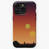 Binary Sunset Sci-Fi Abstract Illustration iPhone Case 17 to 11 Pro Max ...