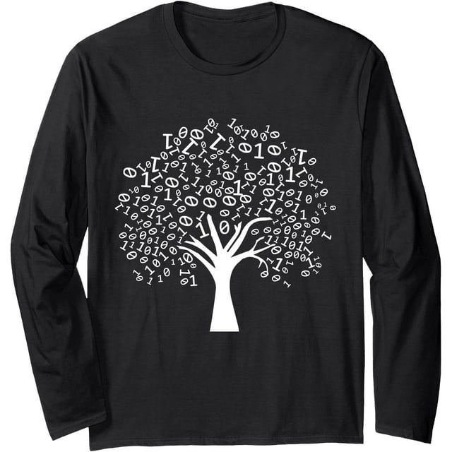 Binary Tree Computer Science Coding Programmer Long Sleeve T Shirt Black Color Size Yl