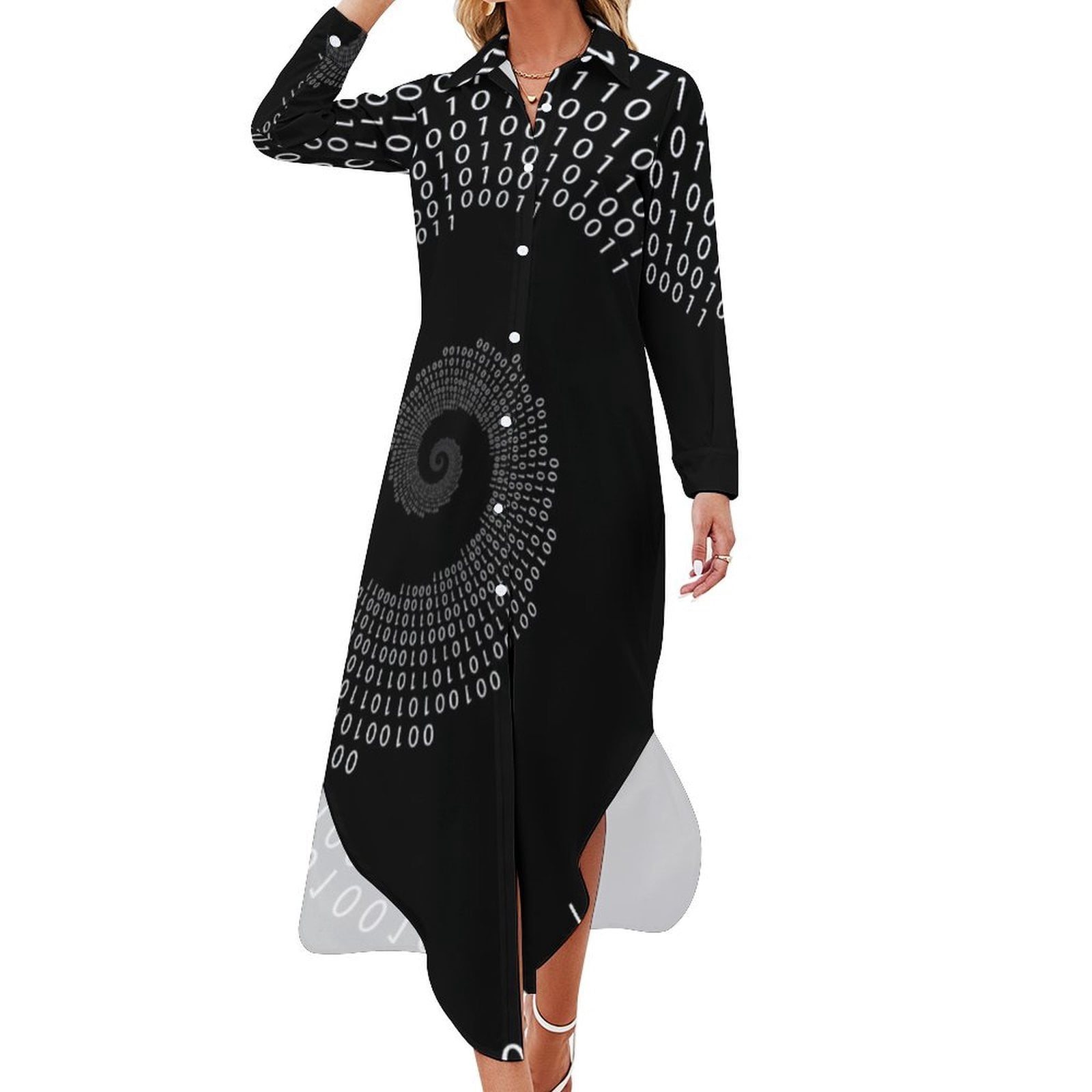 Binary fibonacci sequence spiral. Long Sleeved Shirt Dress summer ...