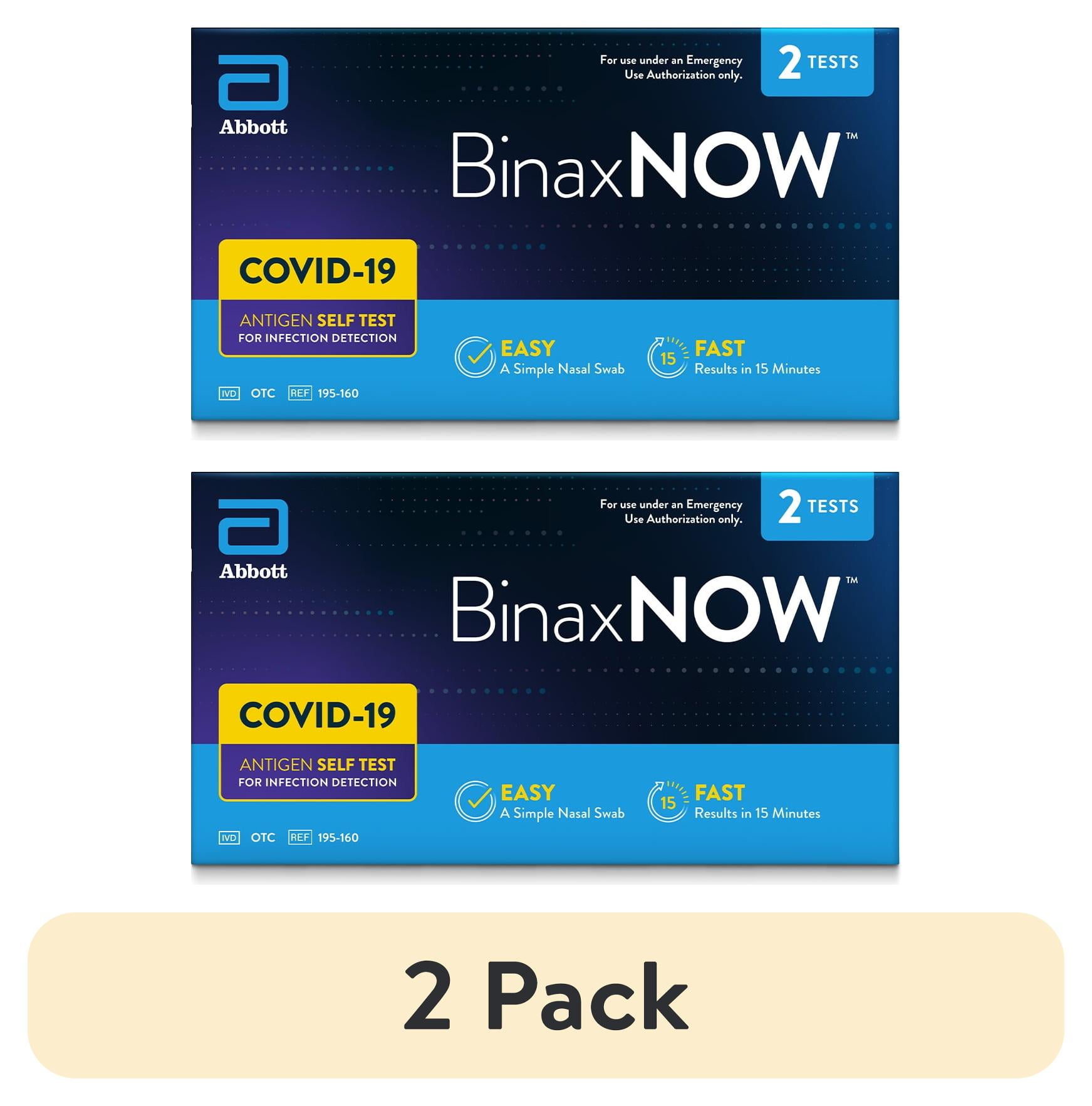 (2 pack) BinaxNOW™ COVID-19 Rapid Antigen Self-Test Kit with Reliable ...