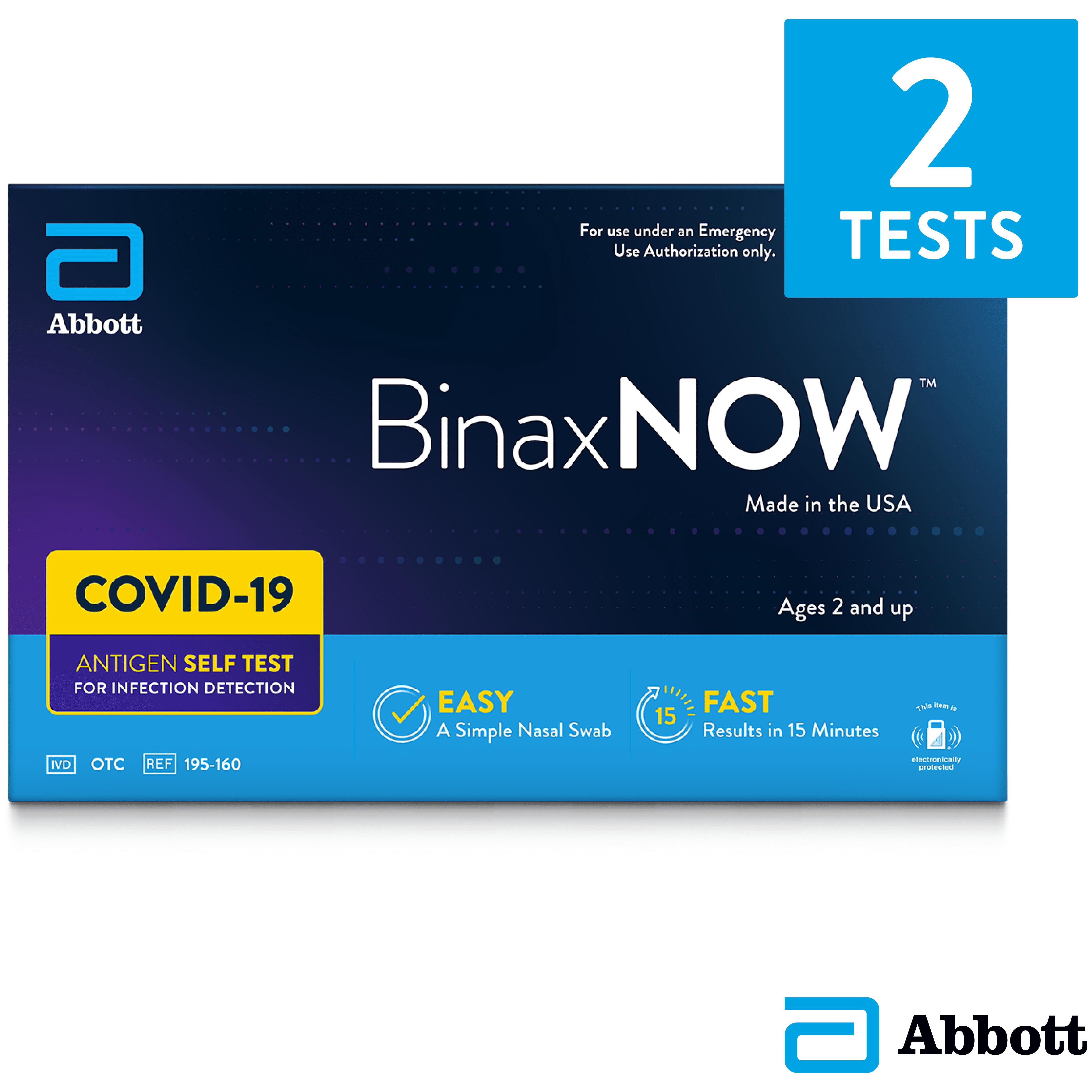 BinaxNOW COVID?19 Antigen Self Test (2 Count) 120 Pack - Walmart.com