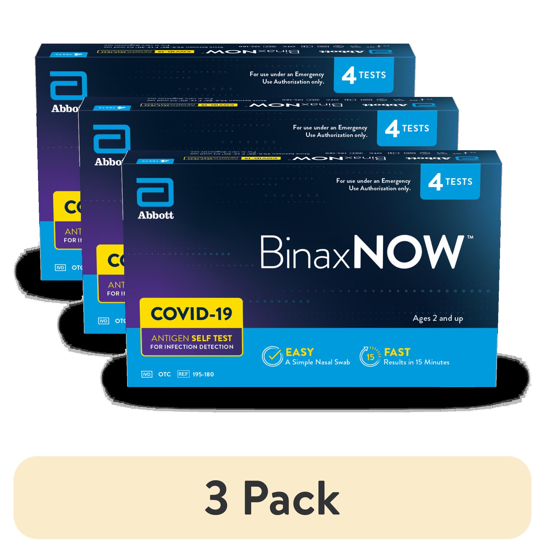 (3 pack) BinaxNOW COVID-19 Antigen Self-Test Multi, 4-Count Pack ...