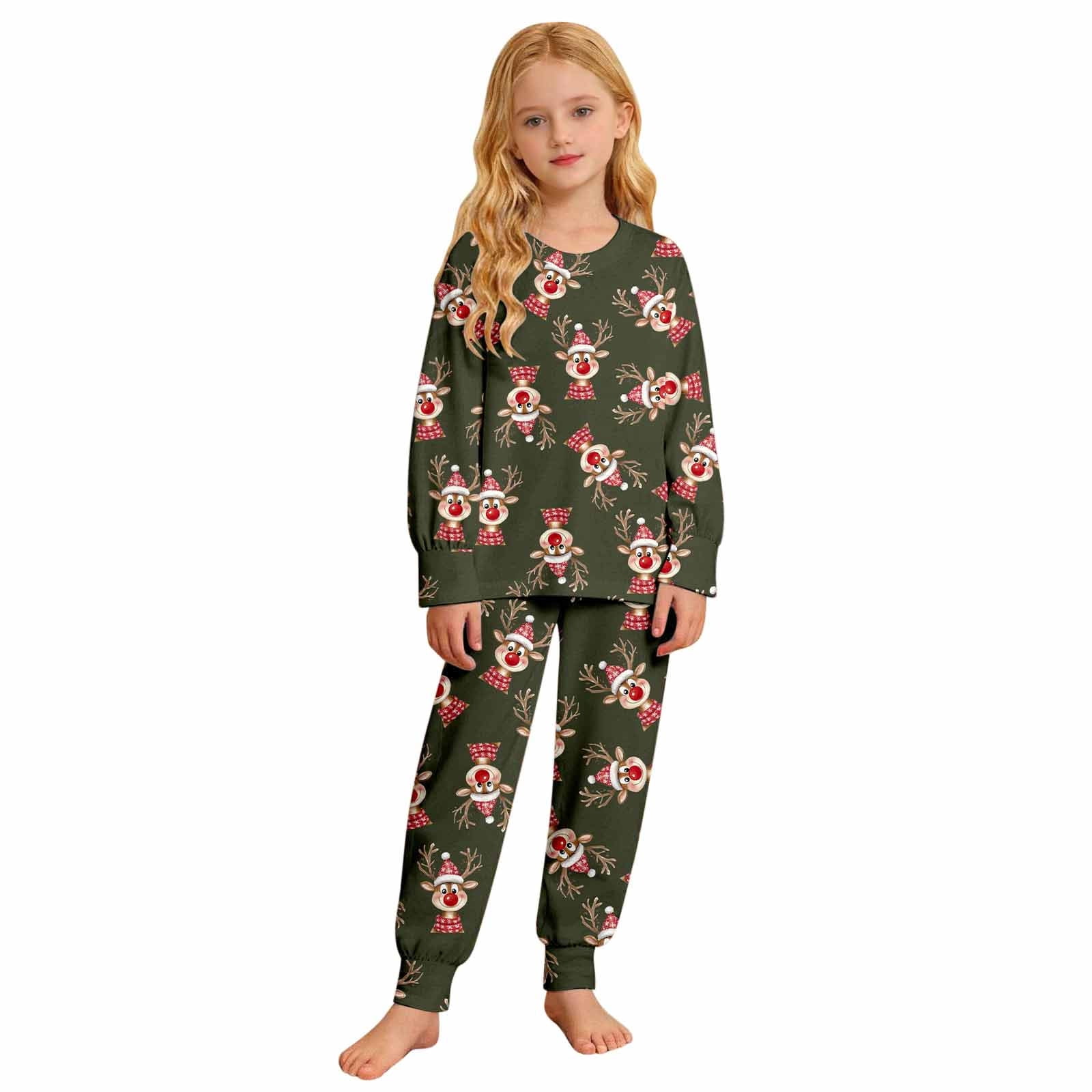 Binbangqi Christmas Pajamas for Kids Girls Snowman Long-Sleeve Top ...
