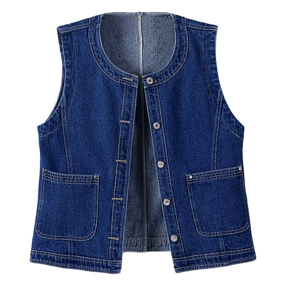 Binbangqi Denim Vest for Women's Sleeveless Jean Jacket Tops Button ...