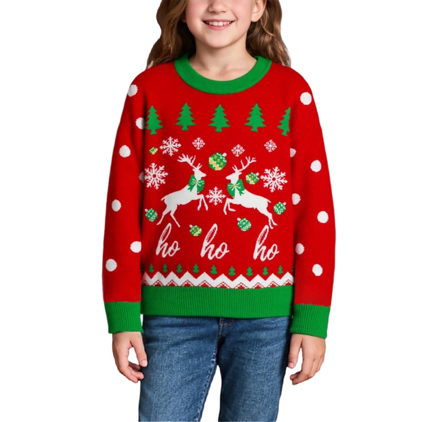 Binbangqi Girl Christmas Sweater Long Sleeves Button Up Fall Knit Tops ...