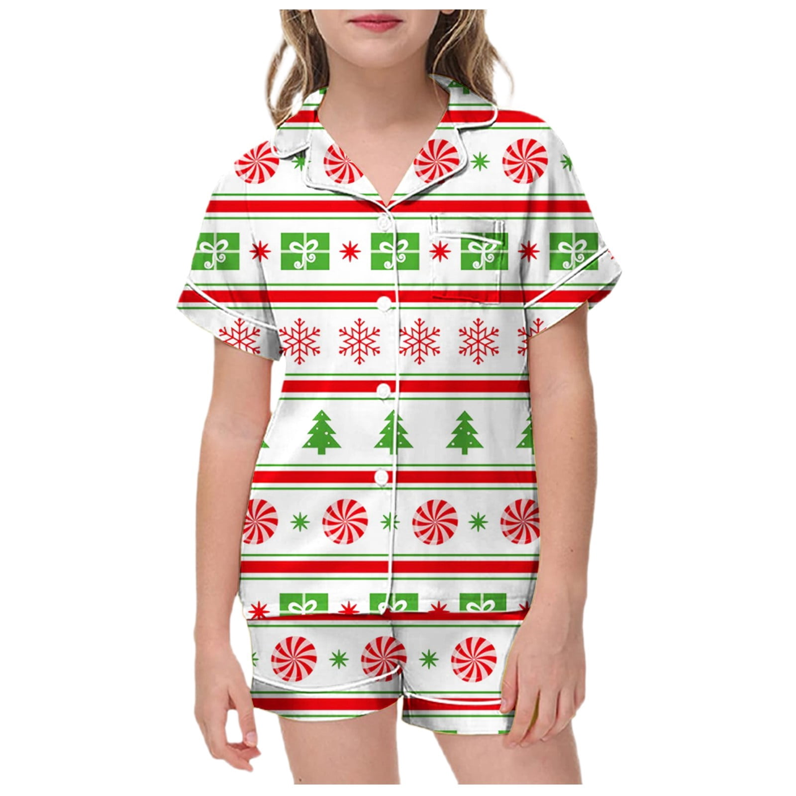 Binbangqi Girl Satin Pajamas Shorts Sleeves Shirt Tops+Shorts Cute 2 ...