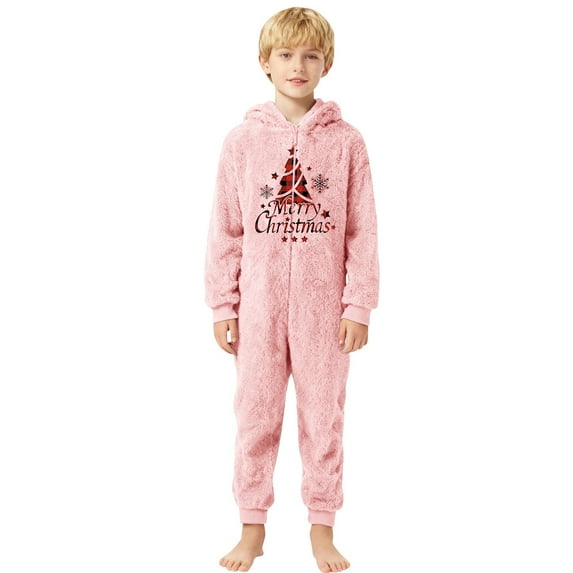 Binbangqi Girls Fleece Onesie Pajamas Size 7/8 Christmas Tree Print ...