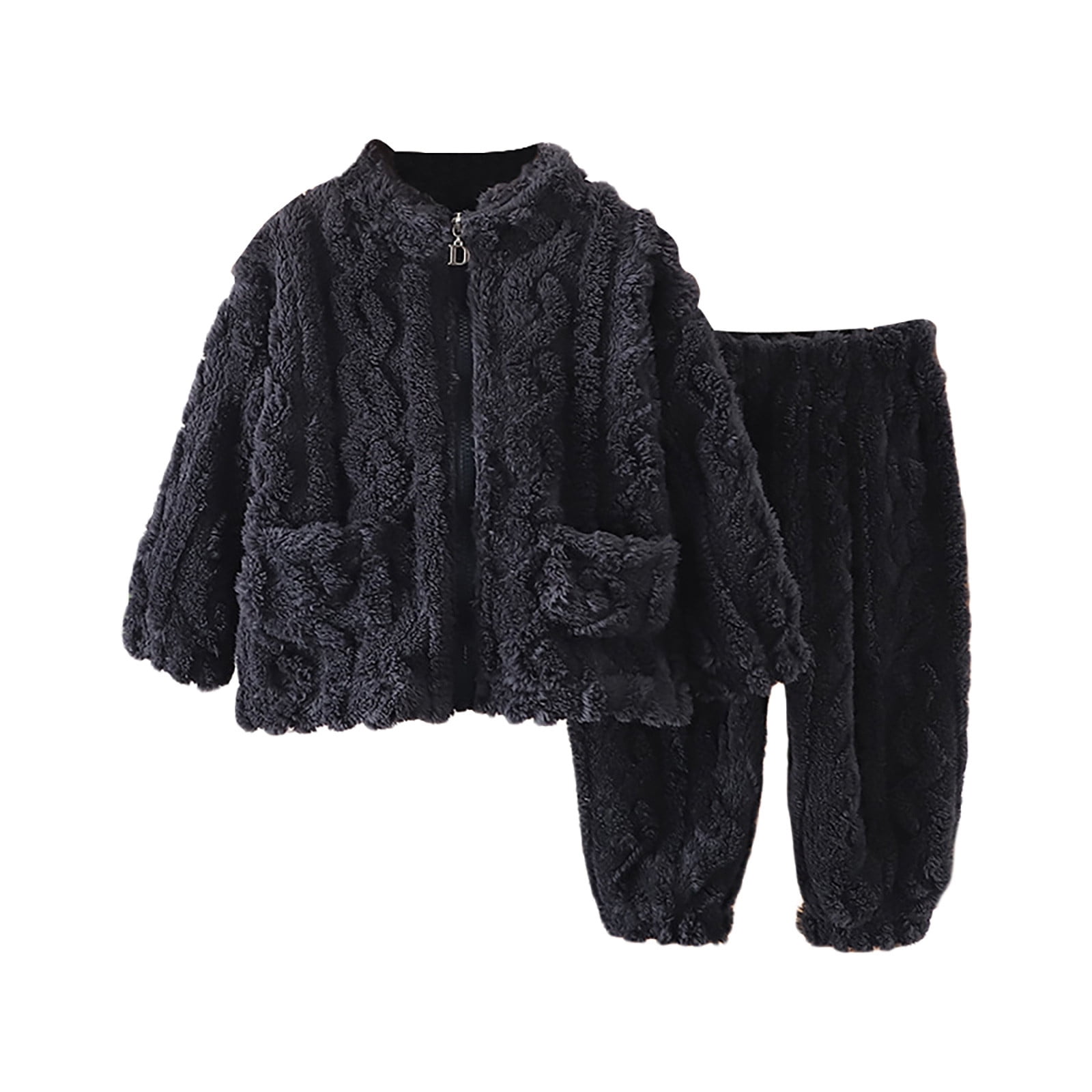 Binbangqi Girls Pajama Set Winter Thermal Sleepwear Kids Loungewear ...