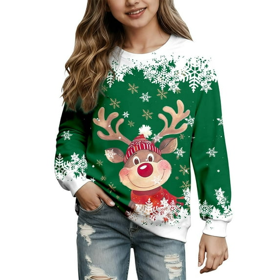 Binbangqi Little Boy Girl Christmas Sweatshirt Kid Xmas Reindeer Santa ...