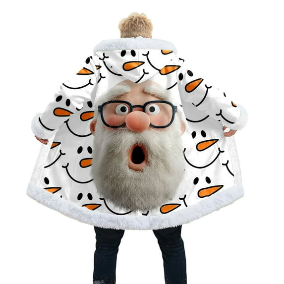 Binbangqi Men's Fleece Jackets & Coats Festive Santa and Christmas Tree ...