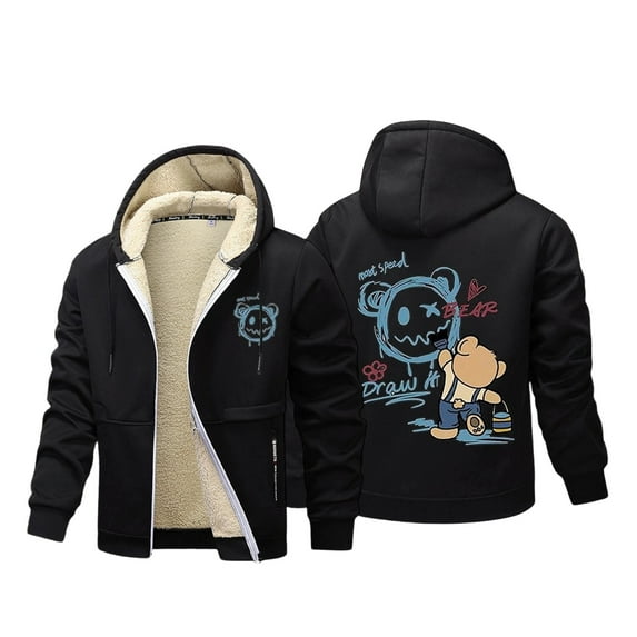 Binbangqi Men's Graphic Zip Up Hoodies Streetwear Fleece Jacket Letter Print Long Sleeve ...