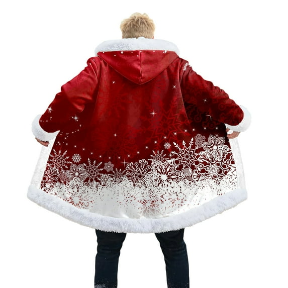 Binbangqi Men's Hooded Zip Up Jacket Festive Santa and Christmas Tree ...