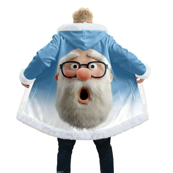 Binbangqi Men's Hooded Zip Up Jacket Festive Santa and Christmas Tree ...