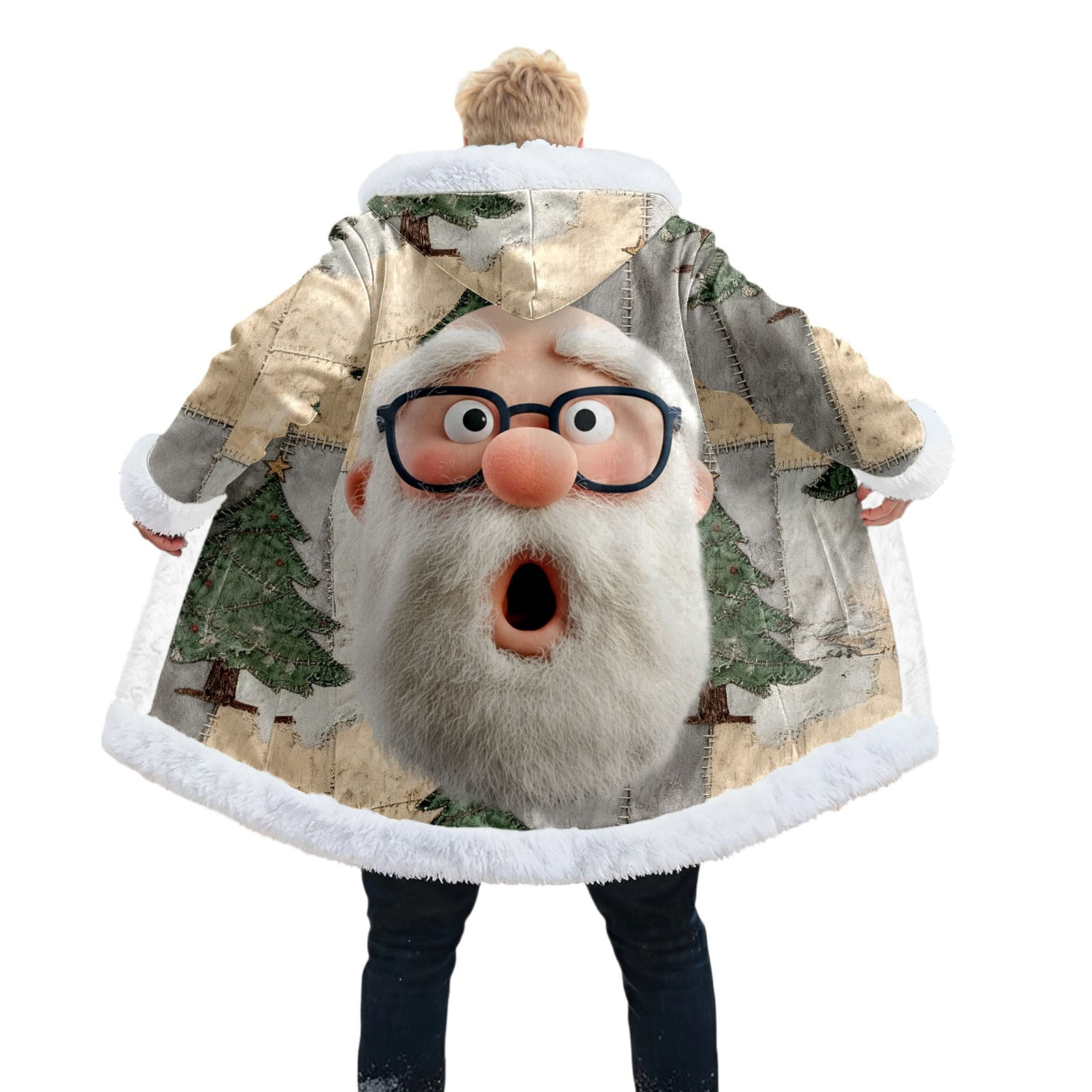 Binbangqi Men's Winter Coats Full-Zip Fleece Xmas Tree Plaid Long ...