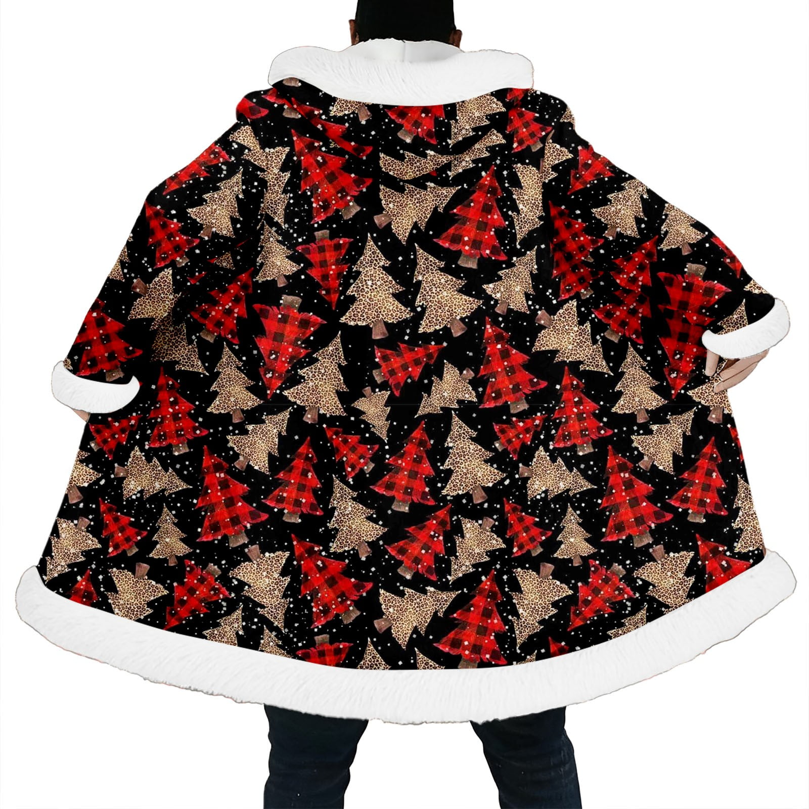 Binbangqi Mens Fall Jackets Full-Zip Fleece Xmas Tree Plaid Long Down ...