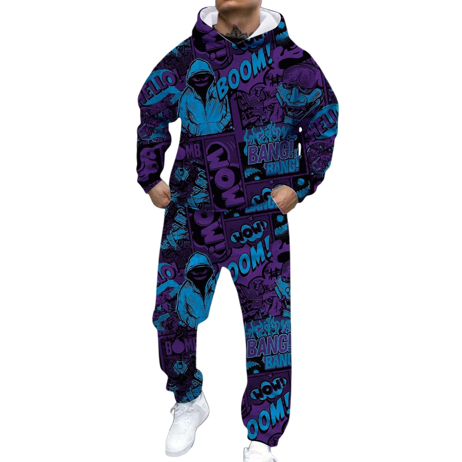 Binbangqi Mens Gym Suits 2 Piece Set Hoodie Sweatshirts and Sweatpants ...