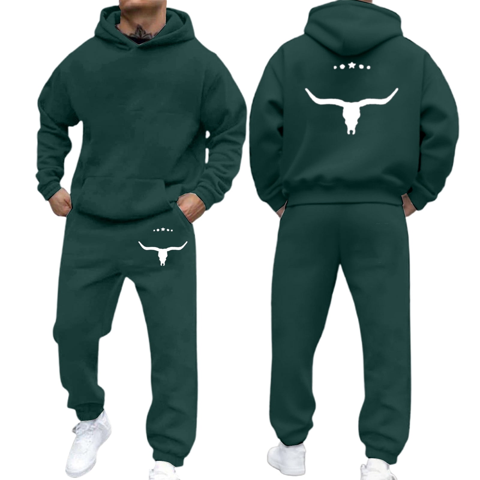 Binbangqi Mens Gym Sweat Suit Letter Print Graphic Hoodies Sweatpants ...