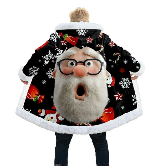 Binbangqi Work Coats for Men Open Front Xmas Printed Windbreaker ...