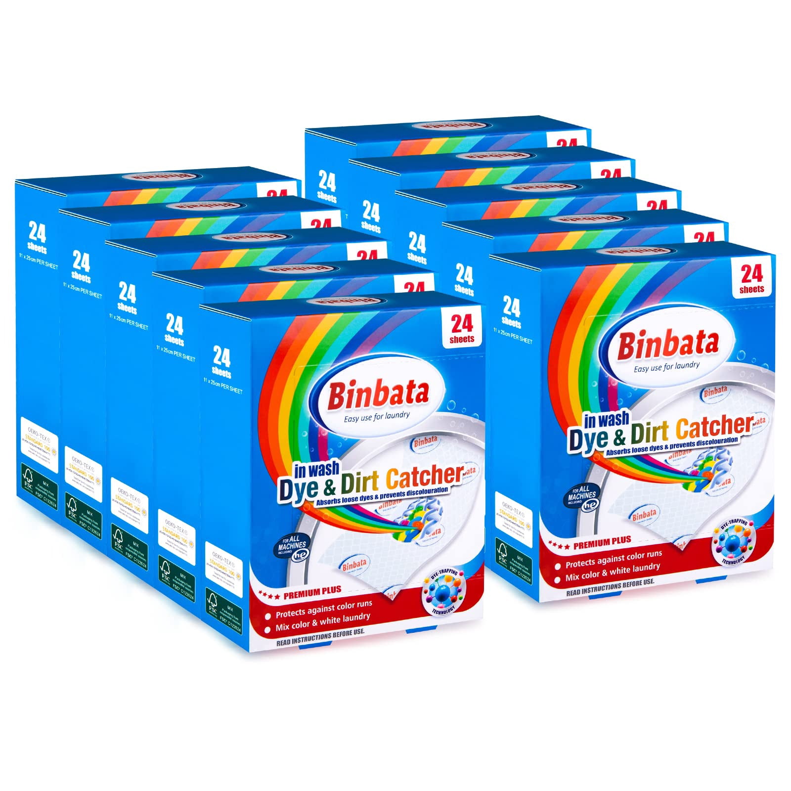 Binbata Color Grasper for Laundry 240 Count, Fragrance Free Dye Catcher ...