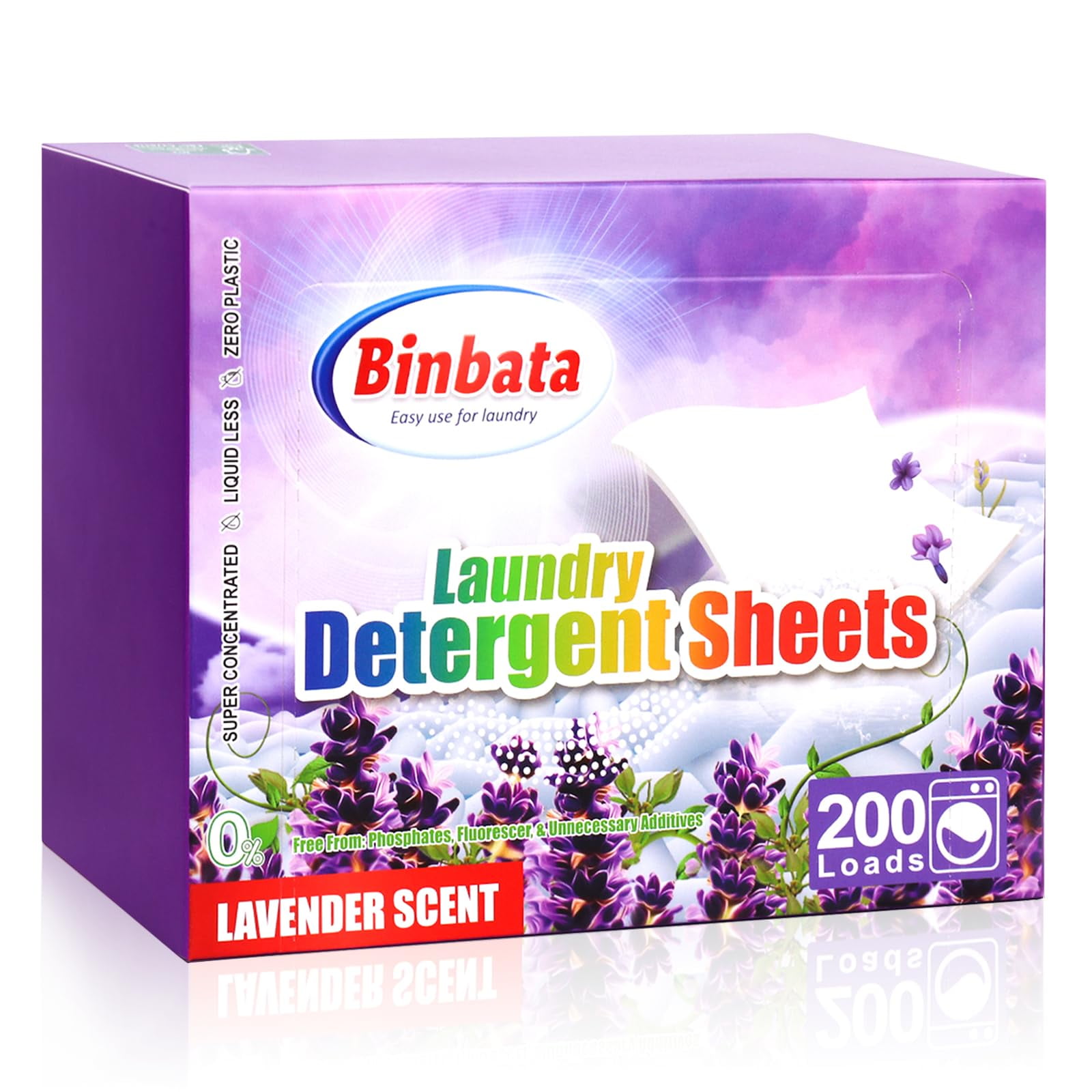 Binbata Laundry Detergent Sheets, 200 Loads Lavender Scent ...