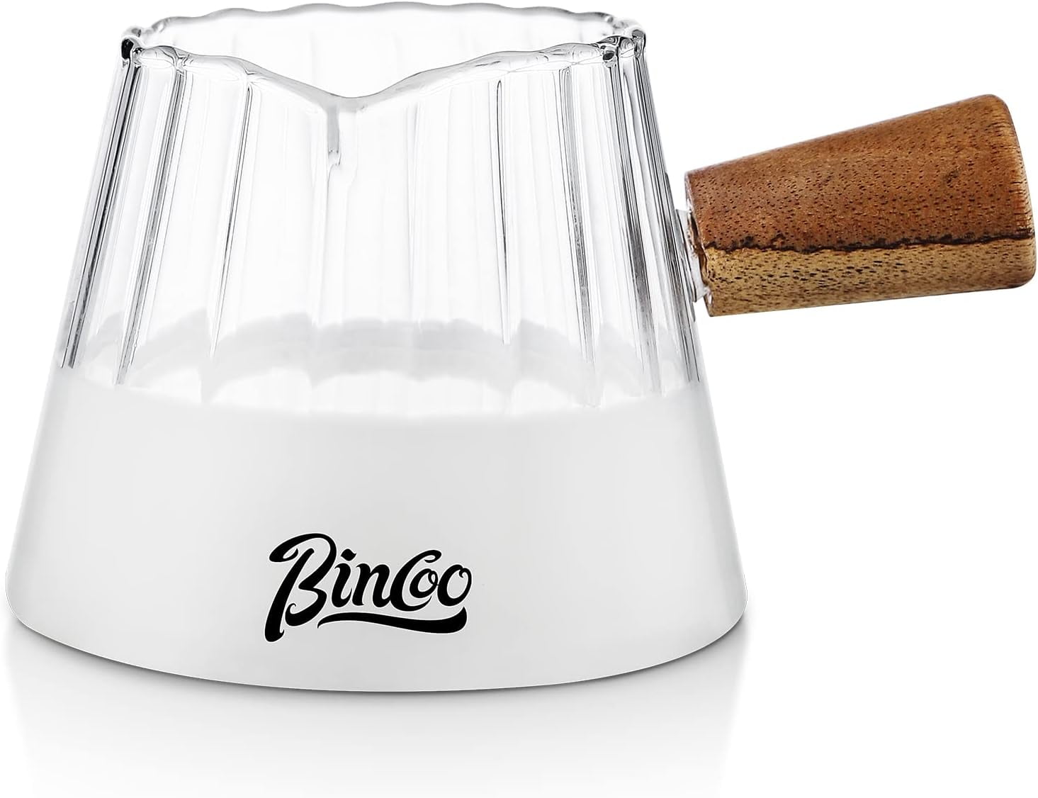 Bincoo 5OZ Wave Glass Creamer Pitcher with Wood Handle/Coffee Milk ...
