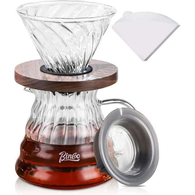 Bincoo Pour Over Coffee Maker Set with Dripper Size 02,600ml Glass ...