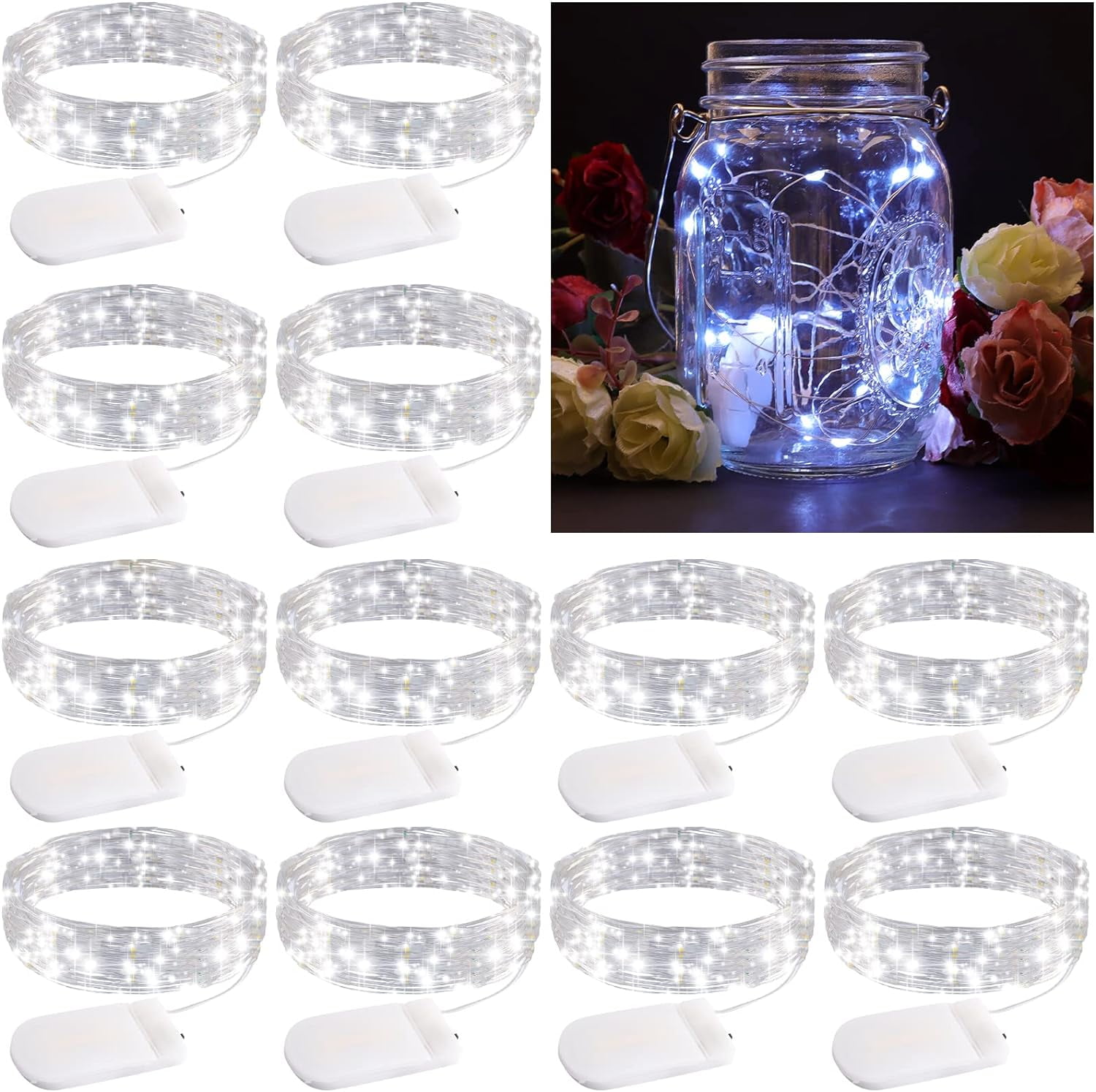 Bincy Indoor 6.6 ft Battery Operated Waterproof LED Mini String Lights ...