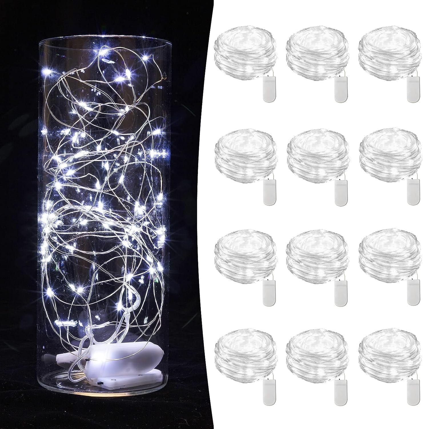 Bincy Indoor 6.6 Ft Battery Powered Waterproof LED String Lights, 12 ...