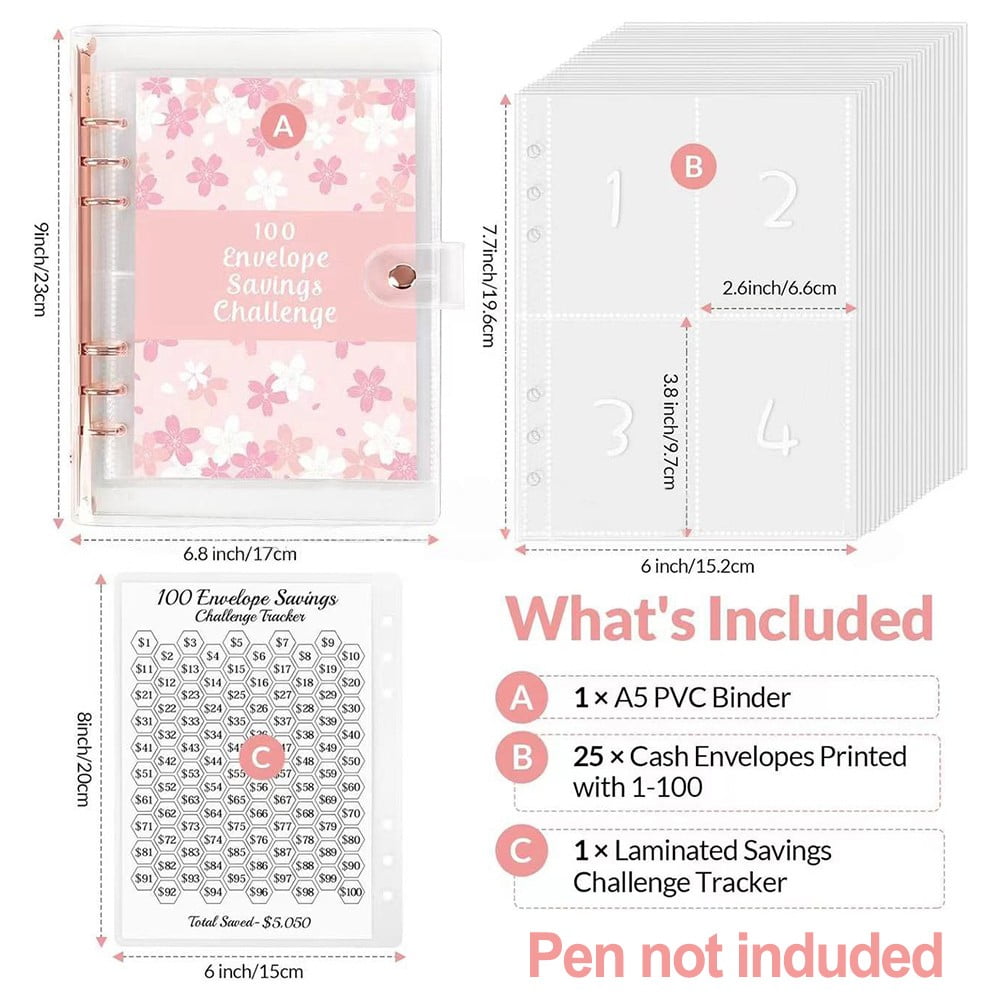 Binder 100 Days Envelope Challenge Money Saving Budget Handbook ...
