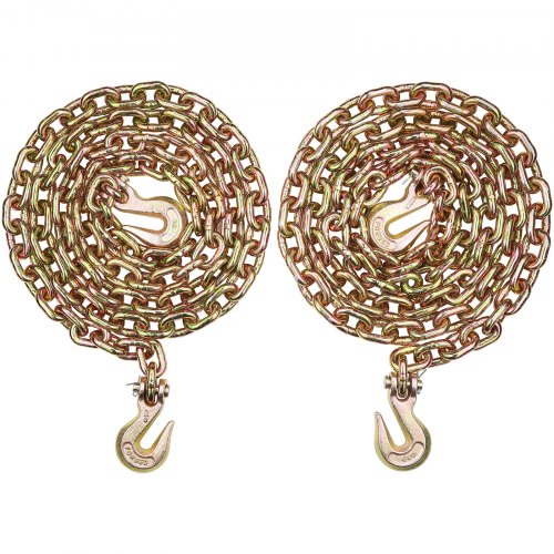 Binder Chain G80 Tie Down Tow Chain with Hooks 3/8"x10.3' 2 Pack 7100 ...