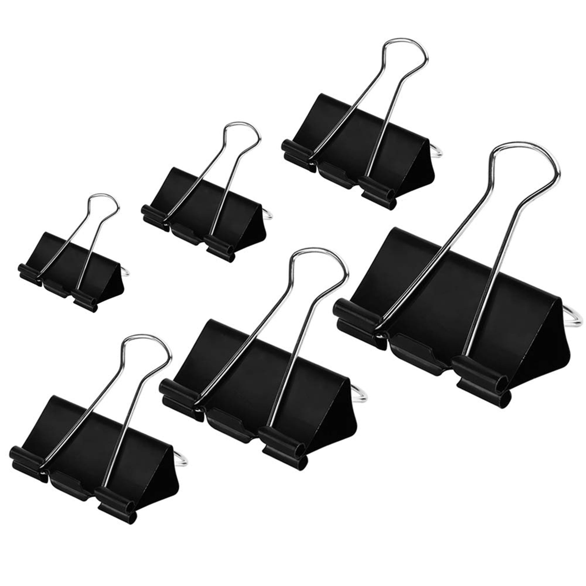 Binder Clips 100 Pack, Assorted Sizes X Large to Micro, Black Steel ...