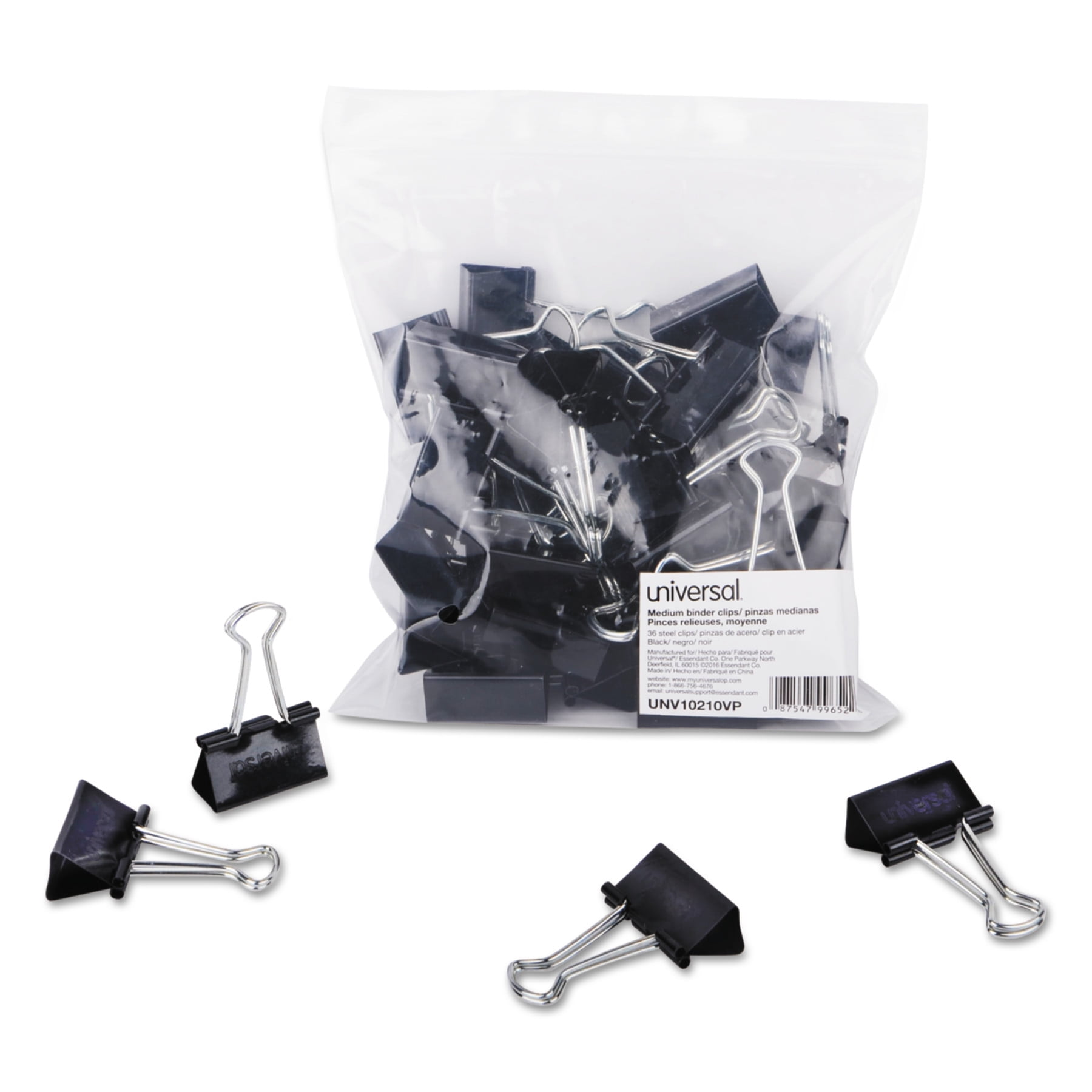 Binder Clips In Zip-Seal Bag, Medium, Black/silver, 36/pack | Bundle of ...