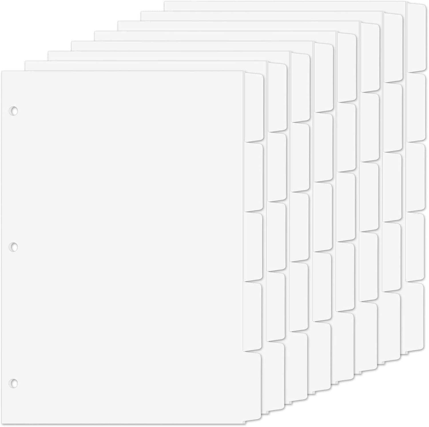 Binder Dividers for 3 Ring Binder, 1/5 Cut Tabs, Letter Size, Blank ...