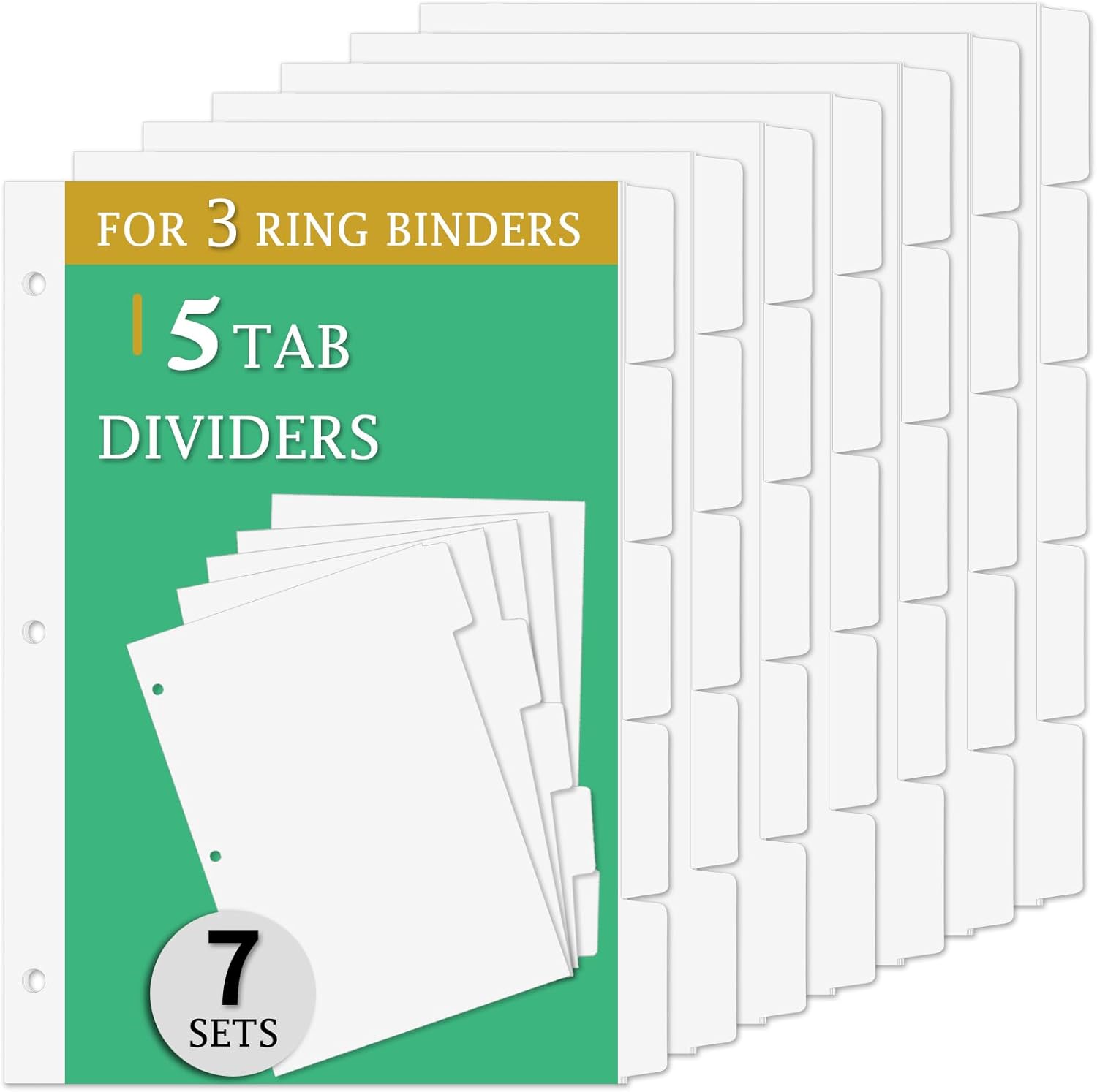 Binder Dividers for 3 Ring Binder, 7 Sets Blank Write On Page Dividers ...