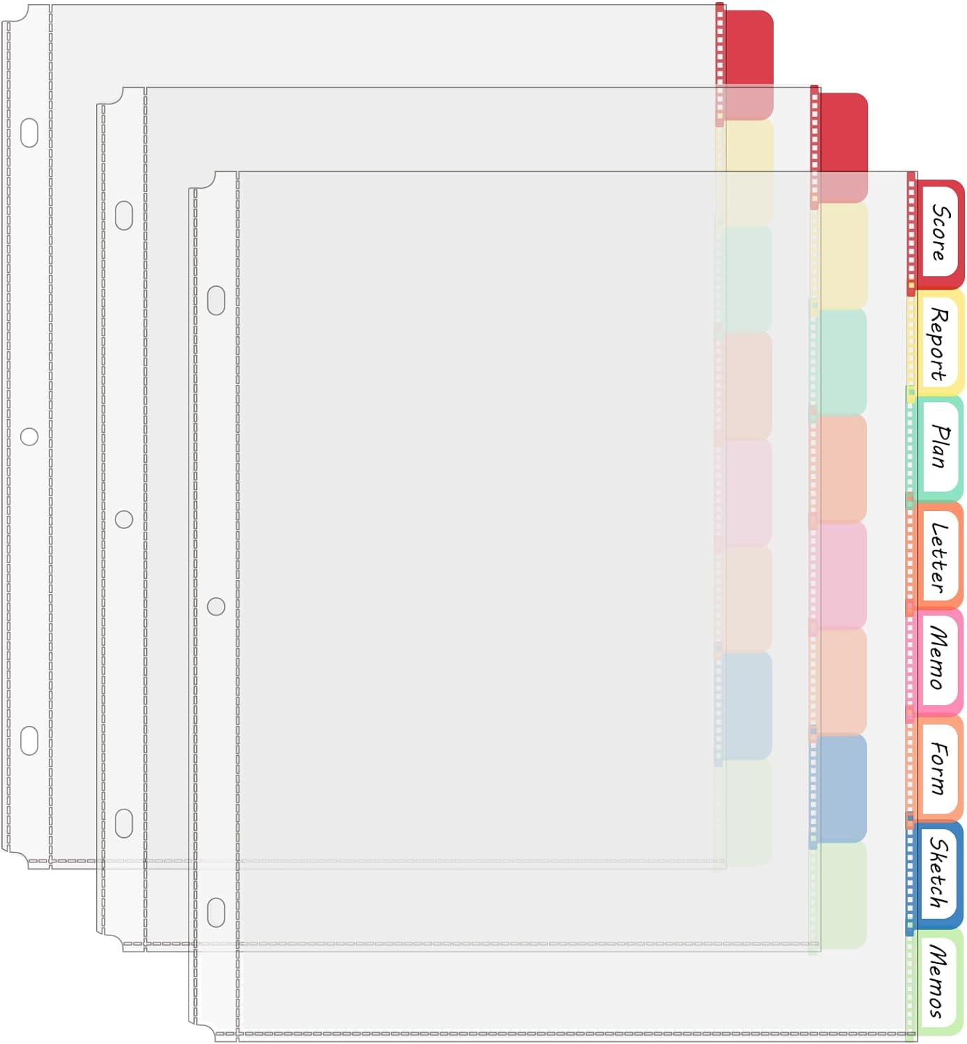 Binder Dividers with Tabs, 8 Tab Clear Sheet Protectors for 3 Ring ...