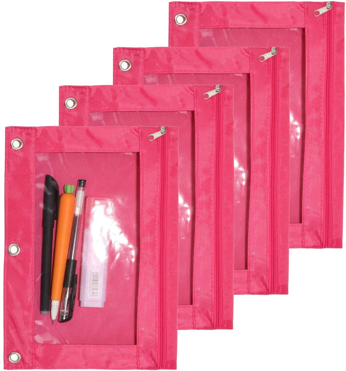 Binder Fabric Pencil Pouch 3-Ring Binder Pencil Case Bag with Zipper 4 ...