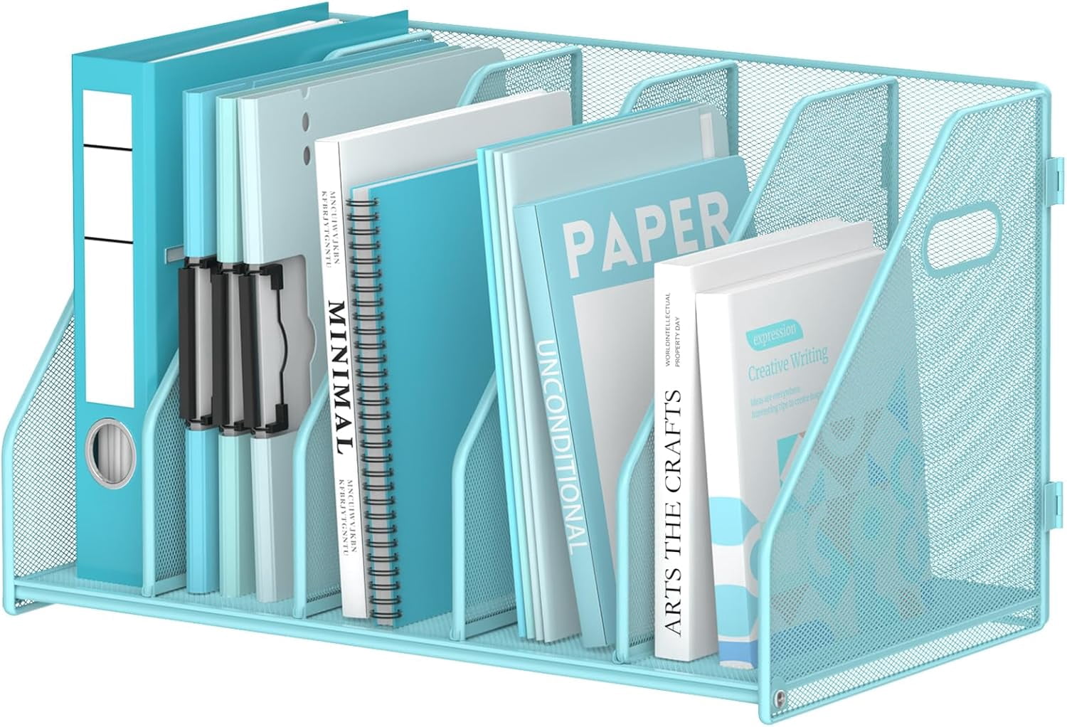 Binder Organizer, Magazine File Holder with 5 Vertical Compartments ...