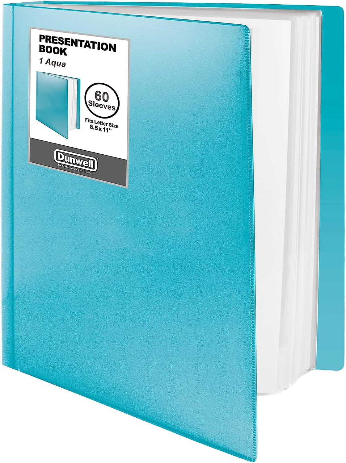 Binder with Plastic Sleeves 60-Pocket (Aqua), Presentation Book, 8.5 x ...